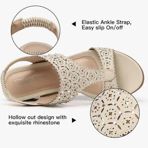 Shoes | Shibever Womens Sandals Wedge Low Elastic Ankle Strap Wedge ...